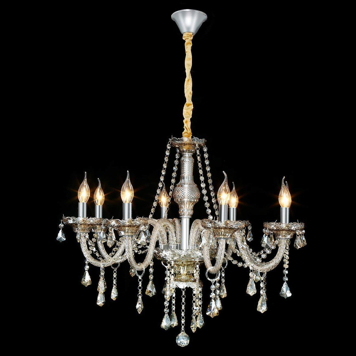 Ridgeyard k9 Crystal Cognac Chandelier Light E12 Bulbs (8 Lights)